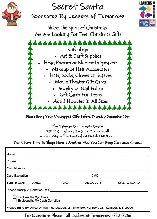 Secret Santa Form To Fill Out